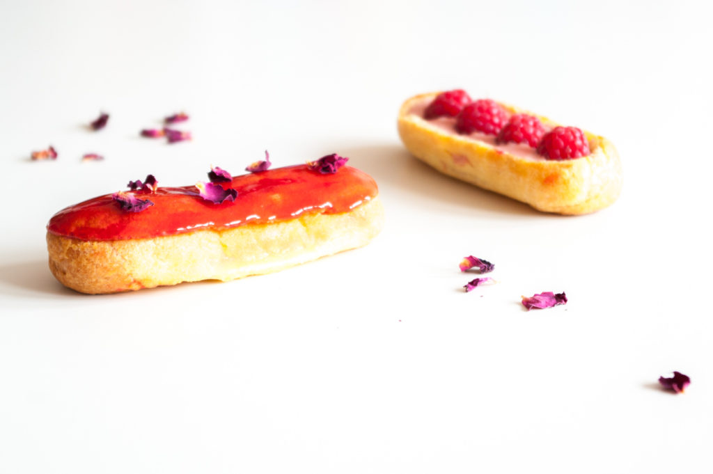 Raspberry éclairs with rose • Delicious from scratch