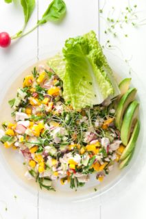 Silken tofu ceviche with mango • Delicious from scratch